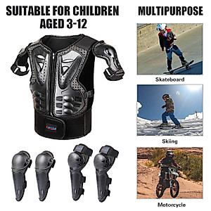 Kids Dirt Bike Gear- Motocross Body Armor Suit, Chest Spine Back Protector with Knee Eblow Pads for Cycling Bike Skateboard ATV Ski