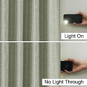 OVZME 100% Blackout Window Panels for Living Room, Keep Warm Light Green Blackout Curtains Energy Saving Full Light Blocking Thermal Insulated Curtains, Back Tab & Rod Pocket (W52 x L84)