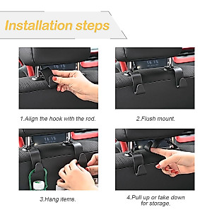 Osilly Car Seat Headrest Hook, 4 Pack Auto Seat Hanger Storage Organizer for Purse Handbag Coats Grocery Bags, Automotive Interior Accessories, Universal Vehicle Backseat Hanging Hook (Brown)