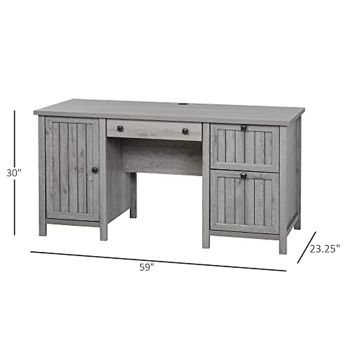 HOMCOM Vintage Executive Computer Desk, Home Office Work Station, Student Table with Cabinet & 3 Drawers for Hanging Files, Grey