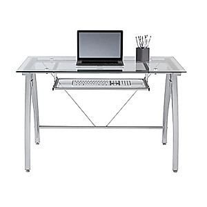 Realspace® Vista 48"W Glass Computer Desk, Silver