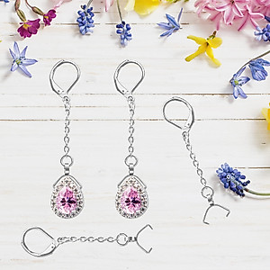 20pcs Stainless Steel Leverback Earring Hooks Hypoallergenic Ear Wires Earring Hooks with Beaded Chains Pinch Bail Clasps for DIY Earrings Jewelry Making Findings