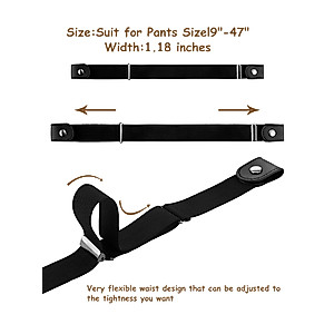4 Pieces No Buckle Stretch Belt Adjustable Unisex Belt Invisible Elastic Belt for Men Women Jeans Pants Skirts(Khaki, Black, Coffee Color, Navy Green)