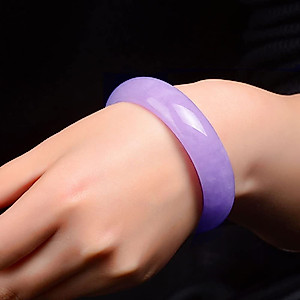 AKMASK Violets Jade Bangle Bracelet for Women Natural Genuine Purple Jadeite Bangles Jewelry with Gift Box (Size : 62mm)