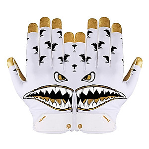 LISAAZ Limited Edition Shark Football Gloves Skin Fit Youth Football Gloves Tacky Football Gloves Men| Football Gloves for Kids 8-12 Receiver Gloves Adult/Football Gloves Youth