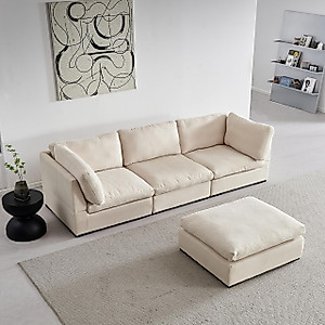 99" Modular Sectional Sofa with Reversible Chaise - Convertible L Shaped Cloud Couch, Down Filled & Soft Sponges, Free Combination 4 Seat Corner Sofa&Couch Bed for Living Room Furniture Sets