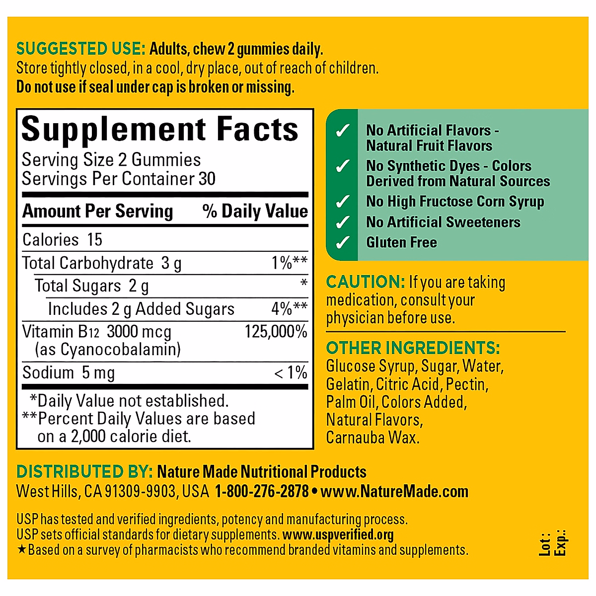 Nature Made Extra Strength Vitamin B12 Gummies, 3000 mcg per serving, B12 Vitamin Supplement for Energy Metabolism Support, 60 Gummy Vitamins, 30 Day Supply