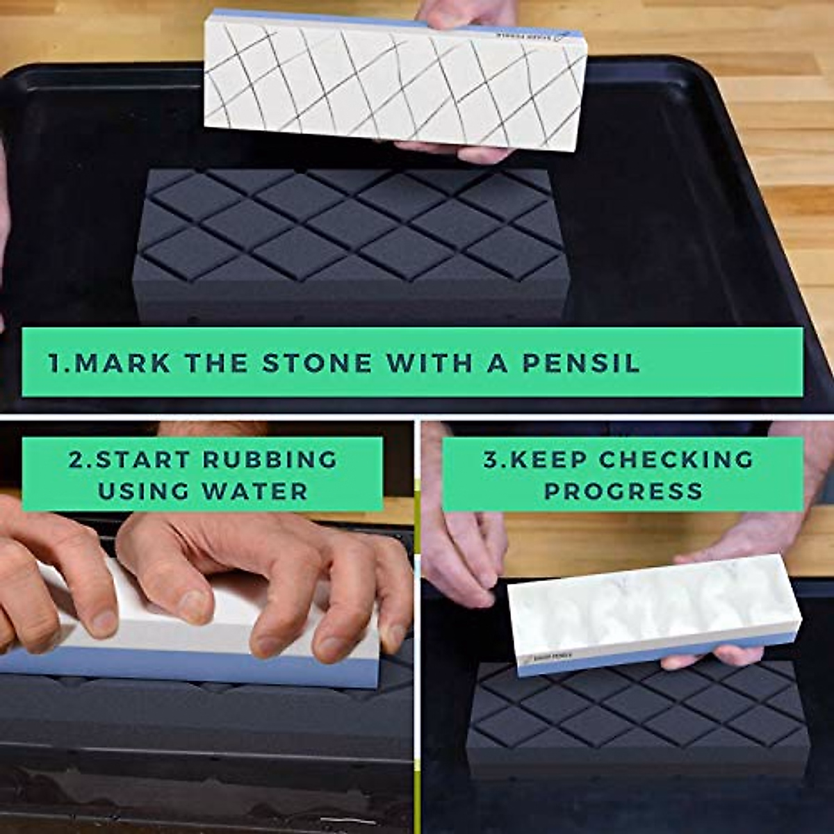 Sharp Pebble Large Flattening Stone- Dual Grit Coarse/Fine Sharpening Stones Flattener- Diamond Grooves Whetstone Fixer-Re Level Any Whetstones & Waterstones