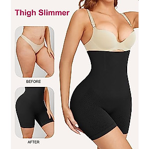 Nebility Women Waist Trainer Shapewear Tummy Control Body Shaper Shorts Hi-Waist Butt Lifter Thigh Slimmer (3XL/4XL, Black)