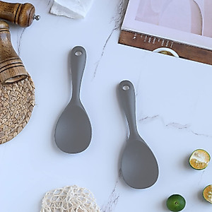 Rice Paddle, Silicone Rice Spoon Non Stick Rice Scooper Heat Resistant Kitchen Gadge Rice Spoon Paddle Cooking Utensil Rice Spatula Rice Cooker Spoon for Rice, Salads, Mashed Potato (Set of 2)