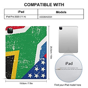American South Africa Flag Protective Case with Soft Back Smart Stand Case Cover with Pencil Holder Compatible with IPAD Pro 2020 （11in）