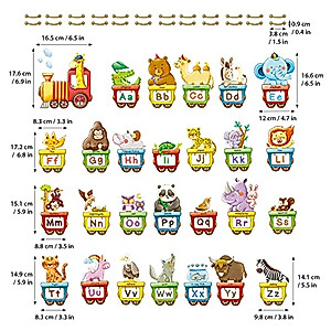 DECOWALL BA-2006 Animal Alphabet Train Kids Wall Stickers ABC Decals Peel and Stick Removable Wall Stickers for Kids Nursery Bedroom Living Room d?cor Jungle Education