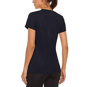 MAGCOMSEN Womens Athletic Tops for Running Moisture Wicking Shirts Black Tshirts Short Sleeves Rash Guard Outdoor Sports Quick Dry Hiking Shirts,S