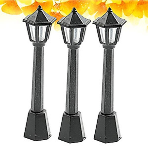 BESPORTBLE 6pcs Mini Street Light Model Solar Lamp Post Lights Outdoor Pathway Lantern Post Doll House Fairy Garden Decorations Accessories