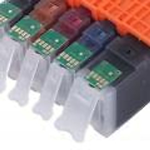 Hilitand Smoother Printing Ink Cartridge Large Capacity Printer Ink Cartridge Replacement for Photos, Test Papers, Documents (BK BK C M Y 5 Colors)