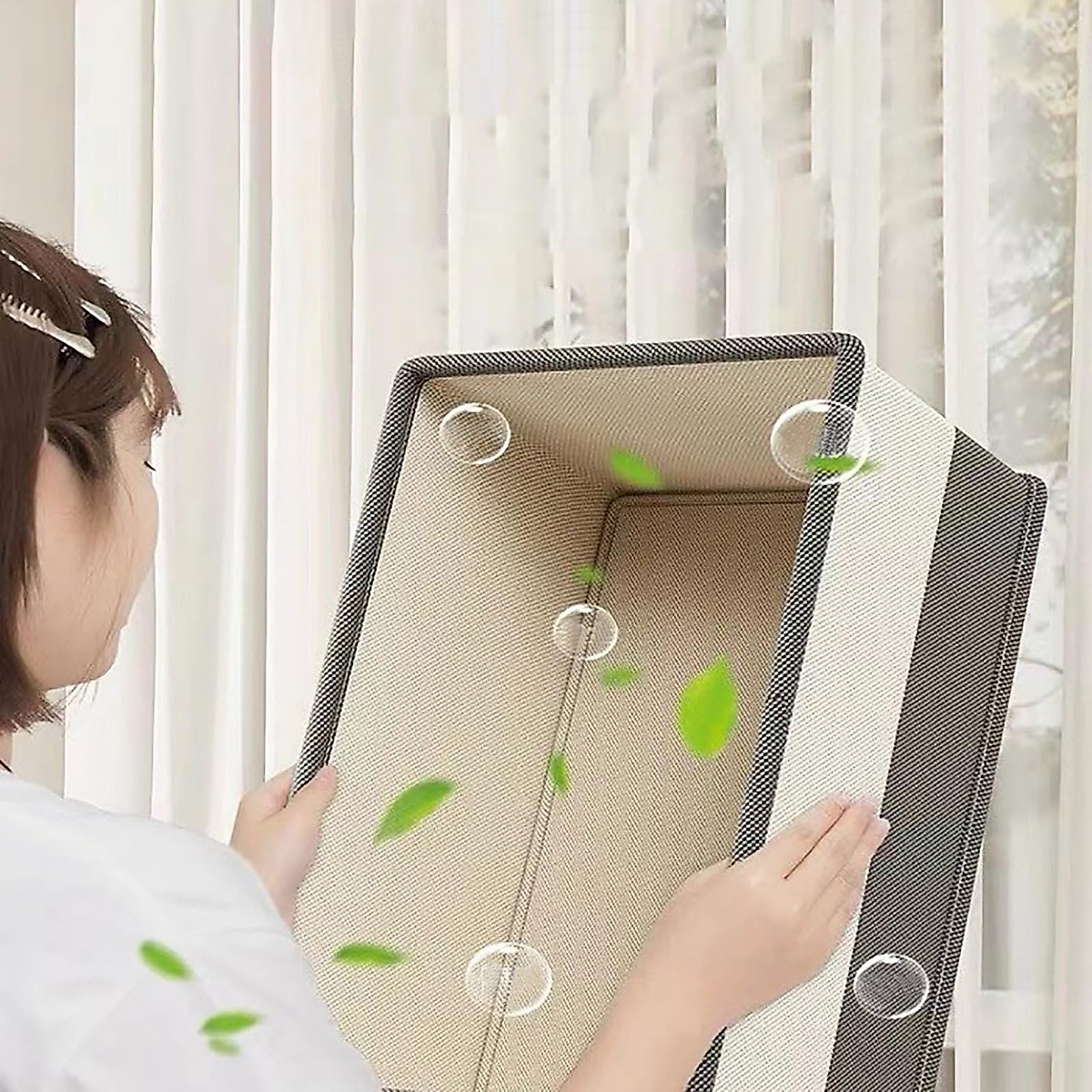 Storage Bins for Closet Shelves Fabric Collapsible Storage Baskets Cloth Box Containers with Handle Cube Wardrobe Organizer for Home Clothes Toys Towels Organizing (11.8 × 9.45 × 6.69 Inch)