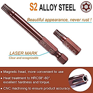 Torx Bits Set, PTSLKHN 24PCS Security Torx Bit Set, High Hardness S2 Alloy Steel, Magnetic, Anti-rust