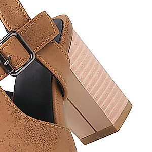 Sandals for Women 2023 Foreign Trade Large Fish Mouth Sandals Women's Fast Selling High Heel Buckle Roman Sandals (Yellow, 8)