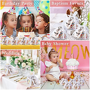 OurWarm 144Pcs Baby Shower Favors Including Cute Angel Keychains, Favor Boxes and Thank You Cards for Baptism Favors, Bridal Shower Favors, Birthday Party Favors Wedding Favors for Guests (Pink)