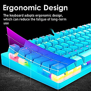 Mechanical Gaming Keyboard, LED RGB Backlit Compact 87 Keys Mini Wired Office Keyboard with Blue Switch for Windows Laptop PC Mac - Blue