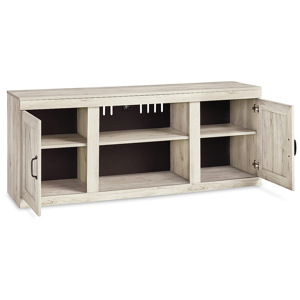 Signature Design by Ashley Bellaby Farmhouse Large TV Stand up to 60" with 3 Adjustable Shelves and Fireplace Option, White