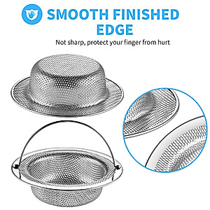 JULUJU 2 Pack Upgrade Kitchen Sink Strainer (Sink Drain Strainer) - 304 Stainless Steel Rust Free, Fordable Handle, 4.5 Inch Diameter