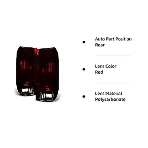 ACANII - For 1987-1996 Ford F150 F250 Bronco Red Smokes OE Style Tail Lights Brake Lamps Replacement Pair Set Left+Right