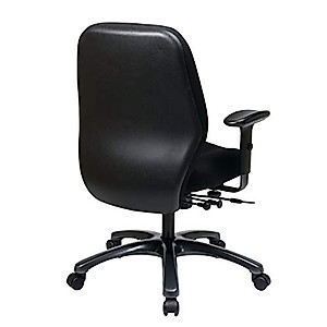 Office Star 24/7 Elite Intensive Use Ergonomic Office Chair with 2-to-1 Synchrony Tilt with Seat Slider, Adjustable Arms and Titanium Finish Aluminum Base, Icon Black