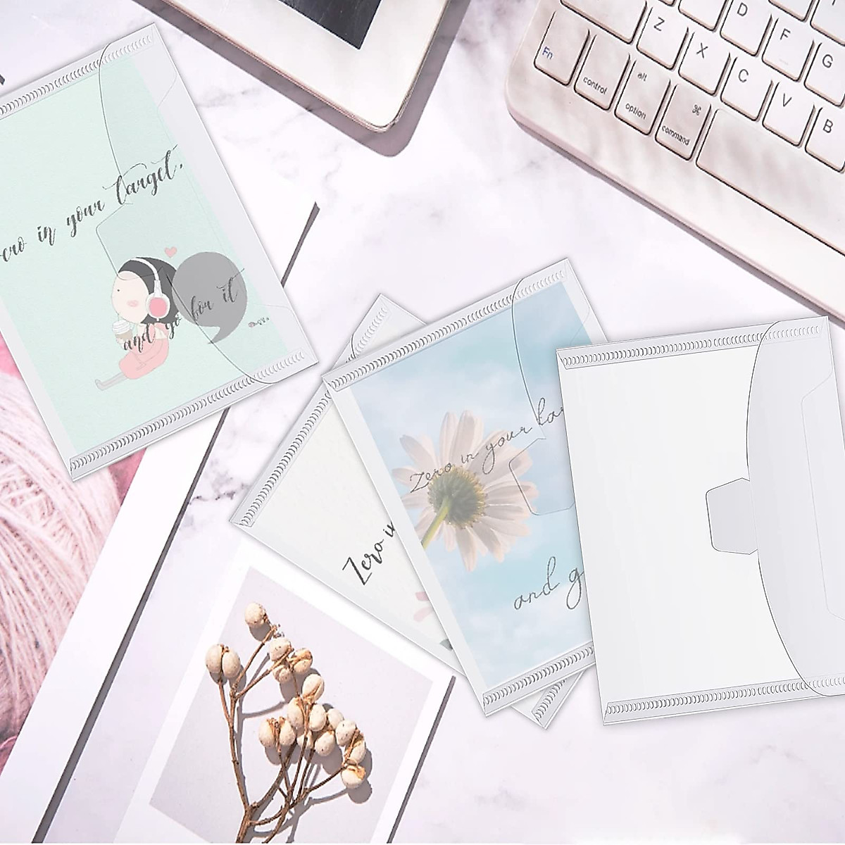 50 Pieces Clear Stamp and Die Storage Bag Pockets with Label Stickers Envelopes Scrapbooking Storage Cutting Dies Stencil Organizer for Card Making, Clear Stamp Storage(5.5x7.5 Inch)