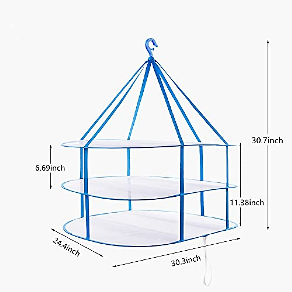 JWCBDY Large Size Sweater Hanging Dryer, 3 Tier Folding Drying Rack, Lay Flat to Dry Mesh Clothes Hanger for Sweater, Delicates and Swimsuit(30.3X24.4X30.7 in/1PCS)