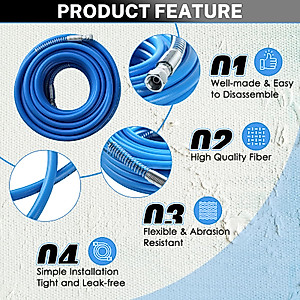 NATGAI 100FT High Pressure Airless Paint Sprayer Hose, 1/4 inch Airless Paint Hose 3300PSI Flexible Fiber Tube (100ft)