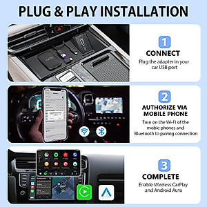 4 in 1 Wireless Carplay & Android Auto Wireless Adapter - Magic CarPlay Ai Box Streaming Video Fits Netflix/YouTube/TF Card, CarPlay Wireless Adapter for Wired CarPlay AA Cars USB Card Reader Writer