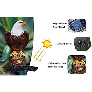 Solar Garden Light Resin Blad Eagle Figurine Dusk Dawn Solar Yard Light Animal Solar Stake Light Outdoor Decorative Eagle Statue Path Lights for Garden Lawn Patio Yard Walkway Courtyard Decoration