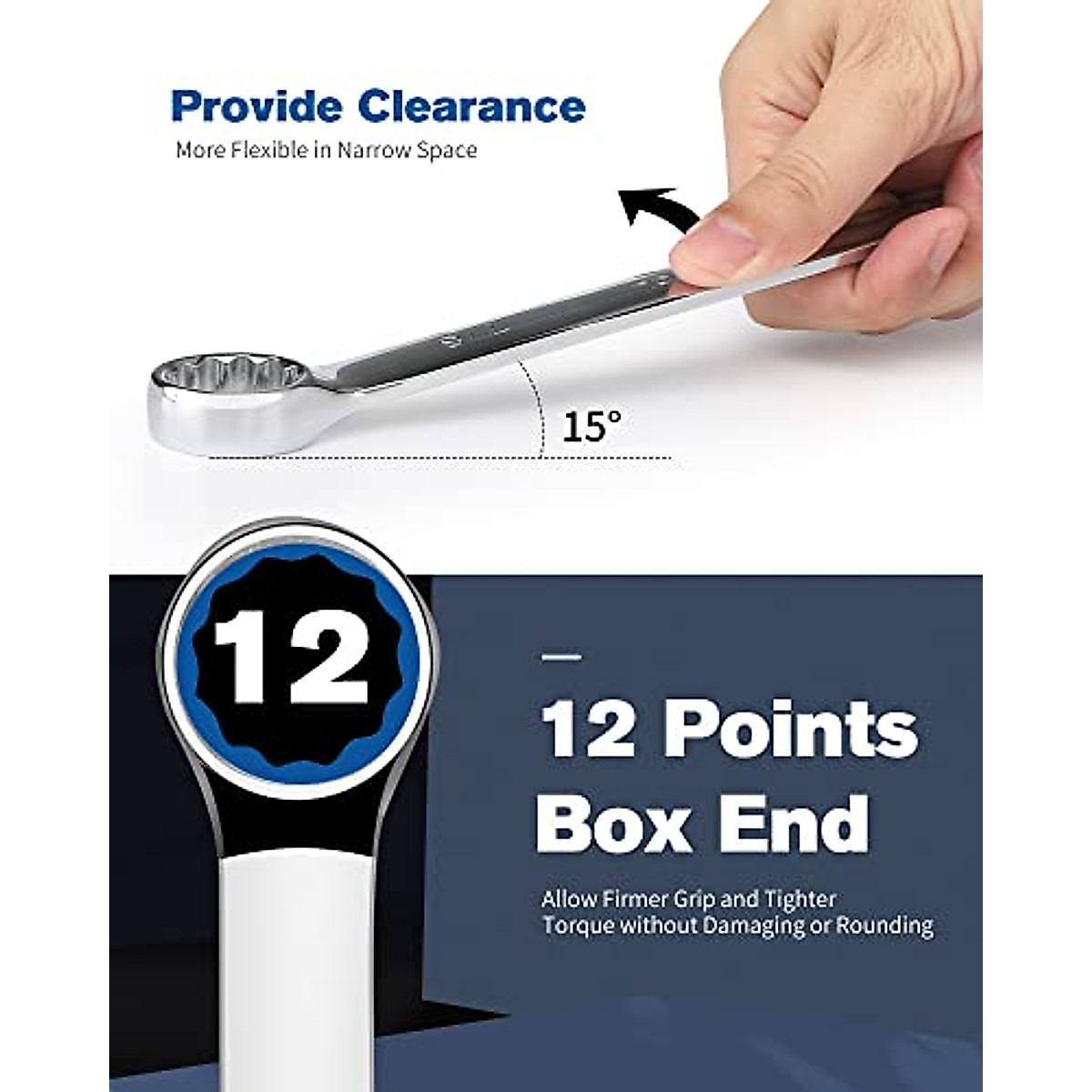 DISEN 24pcs Combination Wrench Set, Metric/SAE, IN/MM Wrench Set with Tool Roll,12 Point Combination Wrench, 7-18mm and 1/4-7/8" Box End and Open End Wrench Set, Drop Forged Steel