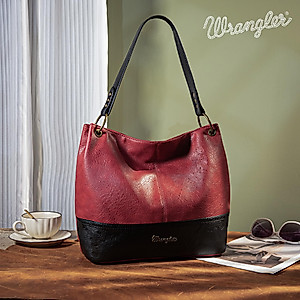 Wrangler Hobo Bags for Women Leather Hobo Purses Shoulder Bag Tote Bag Womens Purses and Handbags WG20-918RD