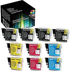 Green Toner Supply (Pack of 10) Compatible Replacement for LC61 LC65 LC-61 LC-65 Ink Cartridge LC 61 65 61/65 High Yield (4B/2C/2Y/2M) for MFC-J410W MFC-J415W MFC-J615W MFC-J630W Inkjet Printer