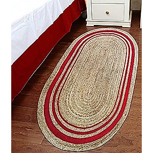 ROYAL ARTS & CRAFTS 2x3, 3x4, 3x5, 4x6, 5x7, 5x8, 6x9, 8x10, 9x12 Ft. Indian Hand Braided Jute Rug/ Ovel Double Border Area Kitchen Patio Entryway Indoor Outdoor Rug (2x3 Ft Ovel Rug)