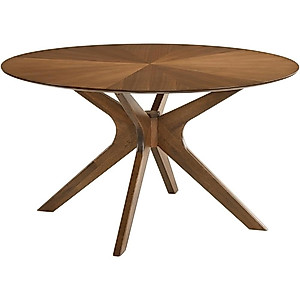 Pemberly Row Mid-Century Wood Dining Table in Rich Walnut Veneer