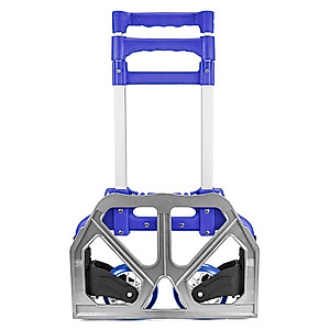 Heavy Duty Hand Truck & Dolly - 150 lb. Capacity Aluminum Utility Cart with Adjustable Shaft, Folds Down to Just 2" by Knack – Moving Equipment, Great for Lifting Boxes & Luggage (Orange)