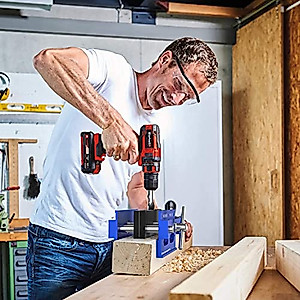 TRAVEANT Self Centering Dowel Jig kit, Drill Guide Bushings Set, Wood Working Tools Drill and Accessories, Adjustable Width Drilling Guide Power Tool Accessory Jigs (Klein Blue)