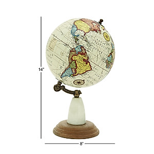Deco 79 Mango Wood Globe, 8" x 8" x 14", White