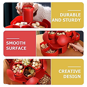 Homoyoyo Rotating Candy Box Heart Shape Snack Storage Tray 10 Compartments Party Serving Platter Candy Nut Dish Dried Fruit Plate Food Storage Organizer for Home Red