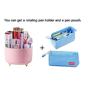 WNING Pen Holder for Desk, Pencil Holder,5 Slots 360° Degree Rotating Desk Organizers and Accessories, Cute Pen Cup Pot for Office, School, Home, Art Supply (pink)