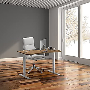 Standing Desk Bamboo, Dual Motor Stand up Desk Adjustable Height Electric 48x30 - Bamboo Dark Gloss, Black Frame