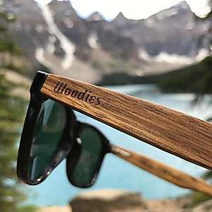 Woodies Zebra Wood Sunglasses with Orange Mirrored Polarized Lens and Real Wooden Frame for Men and Women | 100% UVA/UVB Protection