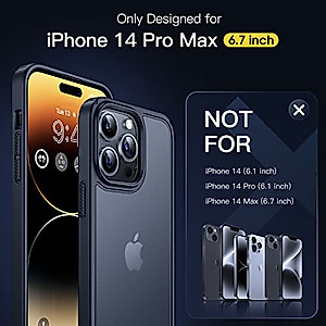 Humixx [5 in 1 Shockproof for iPhone 14 Pro Max Case, [2X Screen Protector + 2X Lens Protector] [Military Drop Protection] Silicon Slim Thin Translucent Matte iPhone 14 Pro Max Phone Case 6.7'' Black