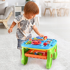 PLAY Baby Activity Table & Learing Table, 7-in-1 Multi Kids Activity Table Set Early Education Toy, Musical Table & Block Table, Toys for Toddlers Infants Kids 1 2 3 Year Olds Boys Girls Gifts