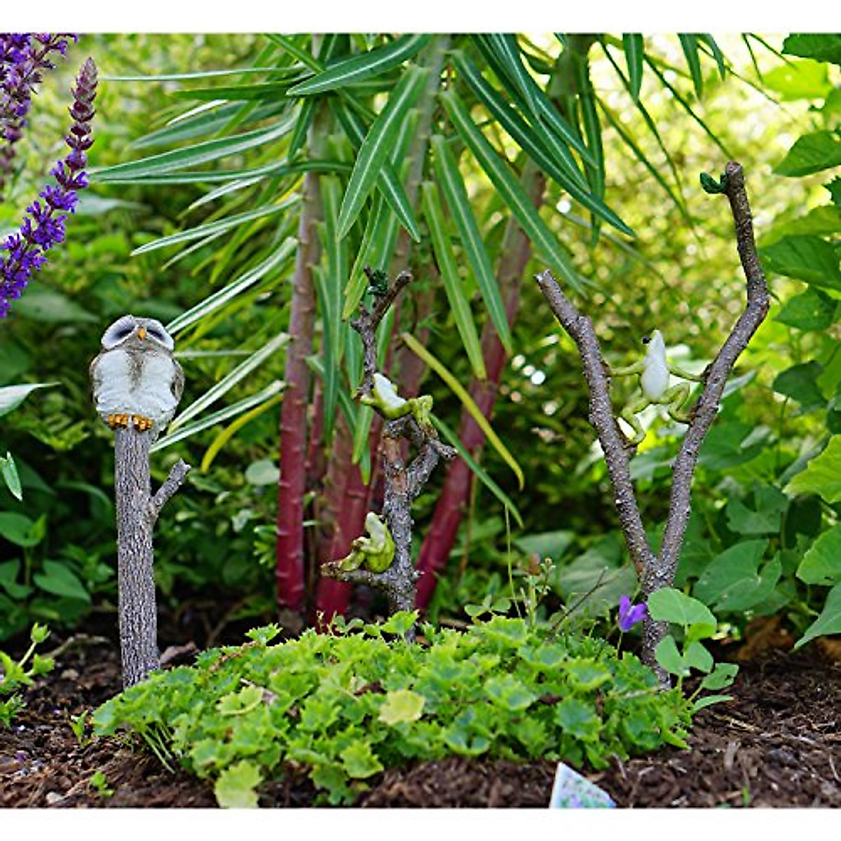 Top Collection 4398 Miniature Fairy Garden Frog Climbing Branch & Planter Stake Decor, Small