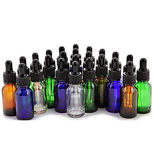 Vivaplex, 24, Assorted Colors, 15 ml (1/2 oz) Glass Bottles, with Glass Eye Droppers