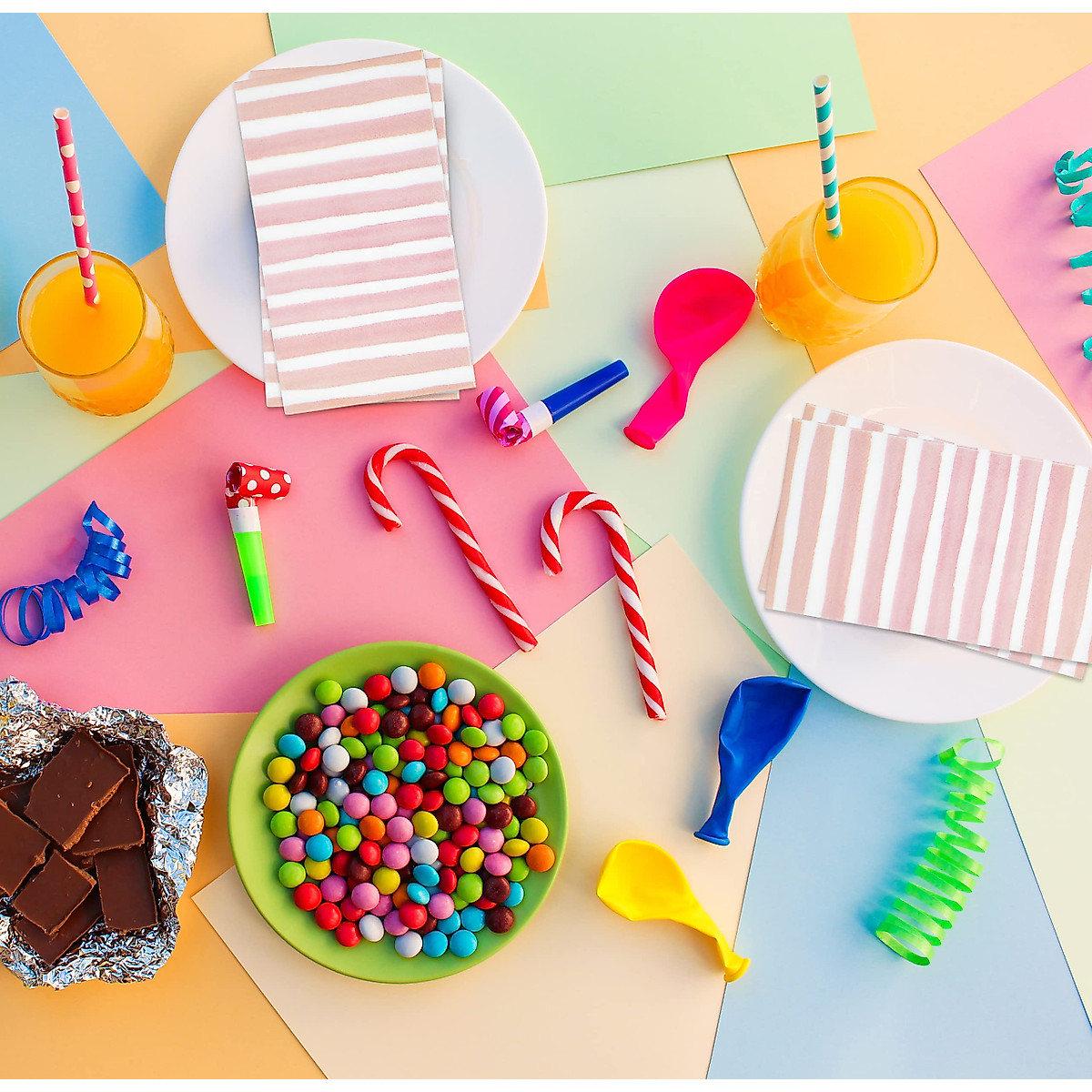 Gift Boutique 100 Pink & White Stripe Guest Napkins 3 Ply Disposable Paper Pack Striped Dinner Hand Napkin for Bathroom Powder Room Holiday Wedding Bridal & Baby Shower Decorative Towels